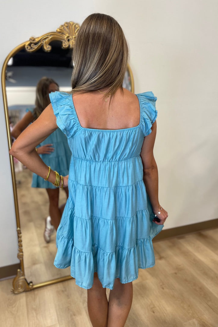 Simply Sweet Tiered Dress Teal– Expectations Too