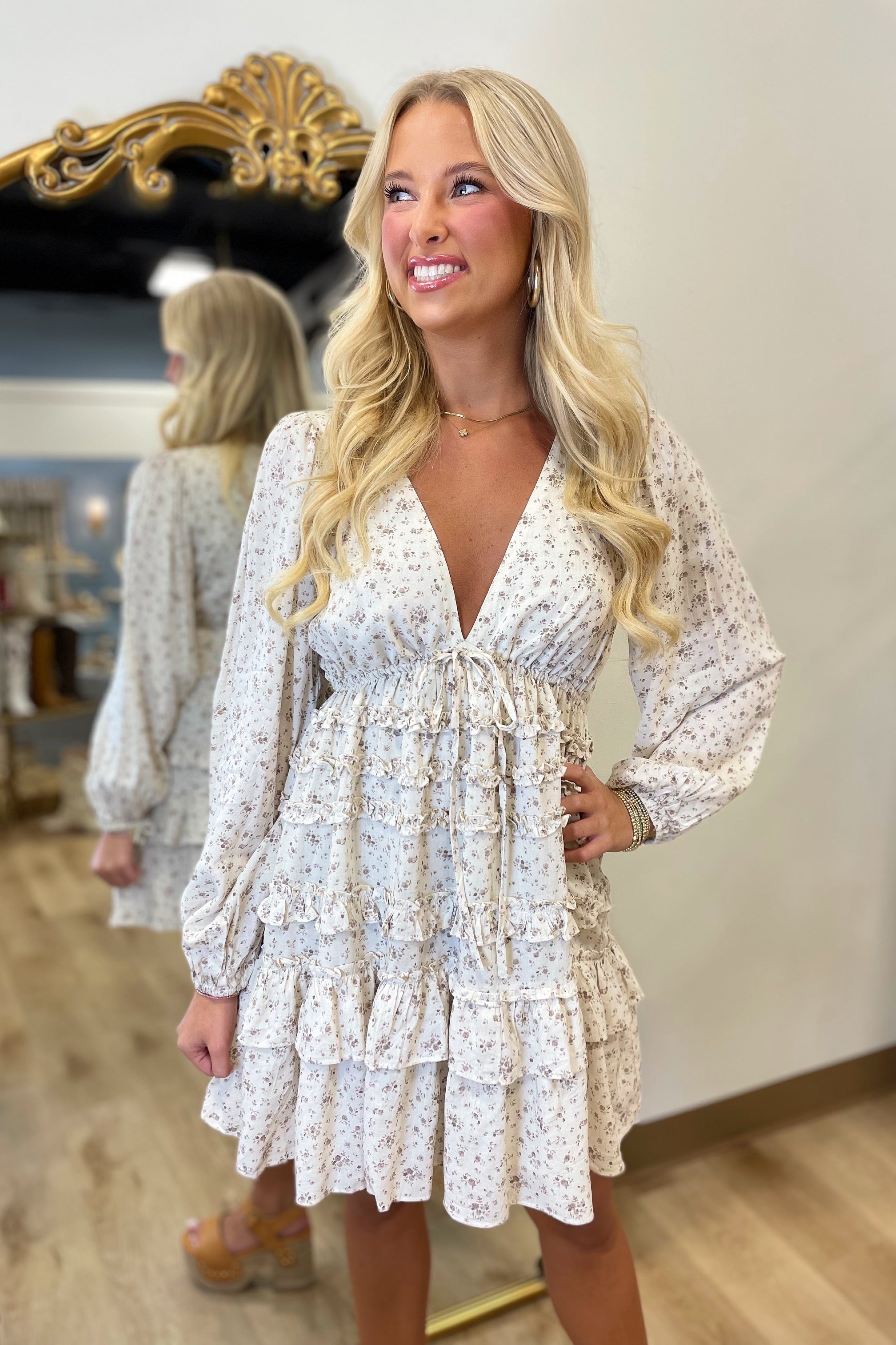 Fall Floral Favorite Dress Ivory – Expectations Too