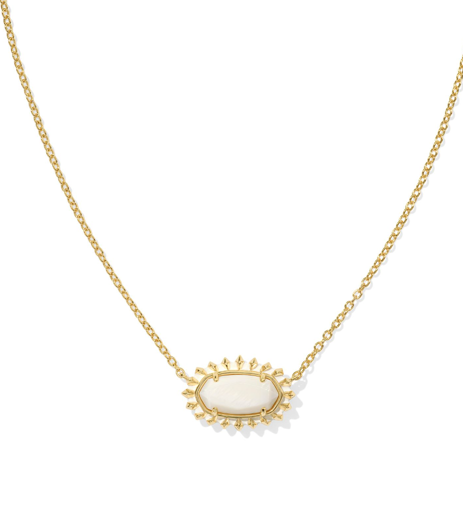 Kendra Scott Elisa Gold Color Burst Frame Short Pendant Necklace White ...